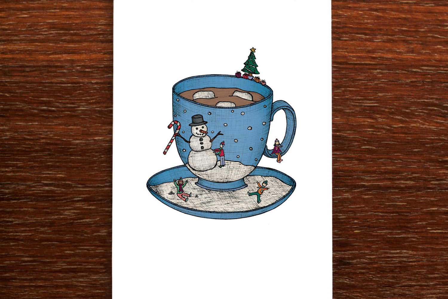 Quirky Christmas Card - Snowman Teacup | The Nonsense Maker