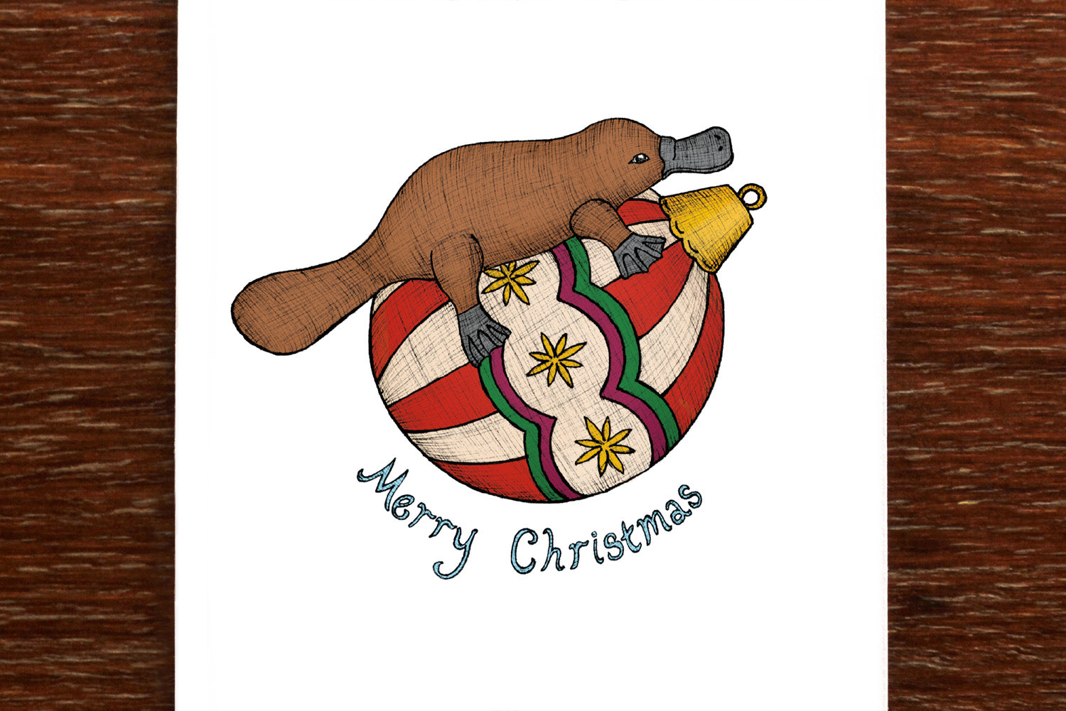 Aussie Christmas Card - Platypus Bauble | The Nonsense Maker